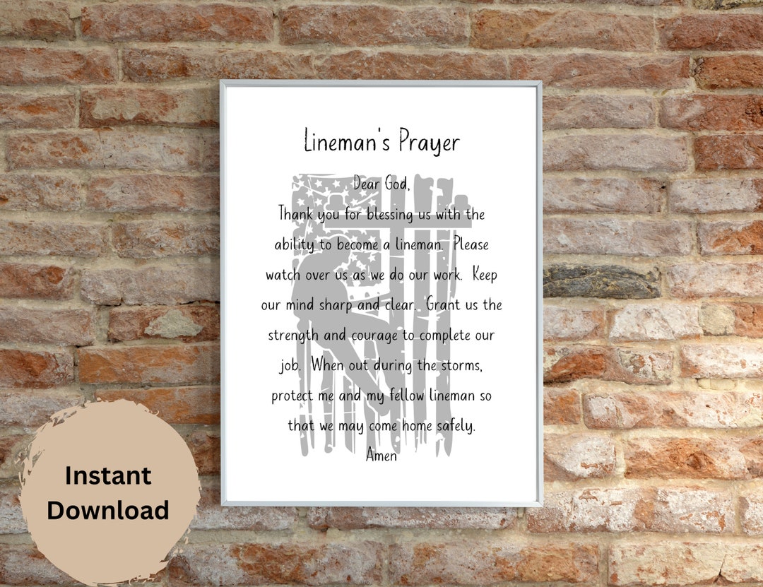 Linemans Prayer Wall Art Lineman Gift Graduation Gift - Etsy UK