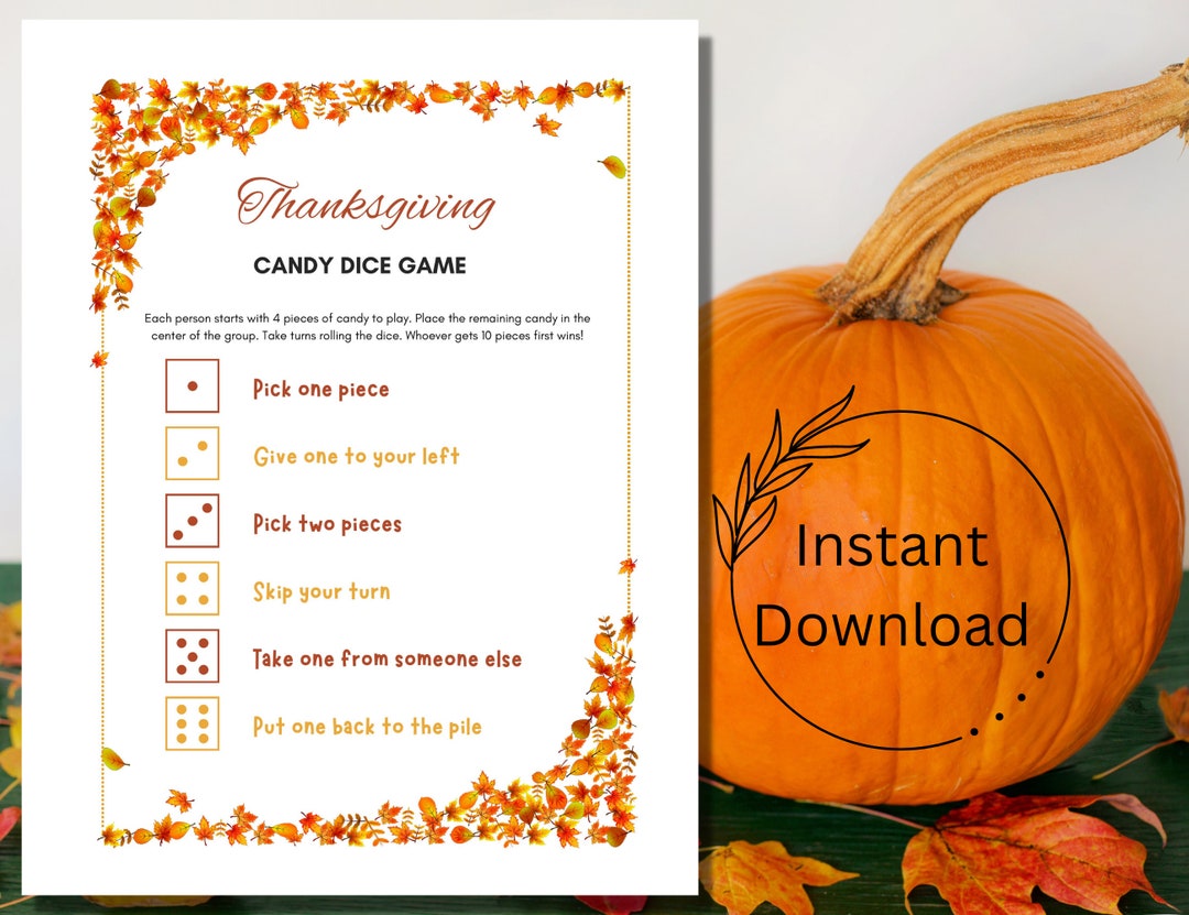 Thanksgiving Candy Dice Game Printable Instant Download Fall - Etsy