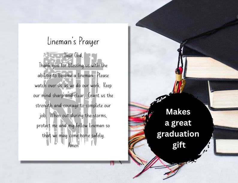 Linemans Prayer, Wall Art, Lineman Gift, Graduation Gift, Printable ...