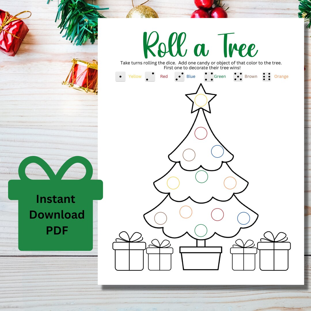 Roll A Tree Game, Printable Roll A Christmas Tree, Candy Dice Game ...