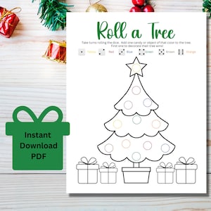 Roll A Tree Game, Printable Roll A Christmas Tree, Candy Dice Game ...