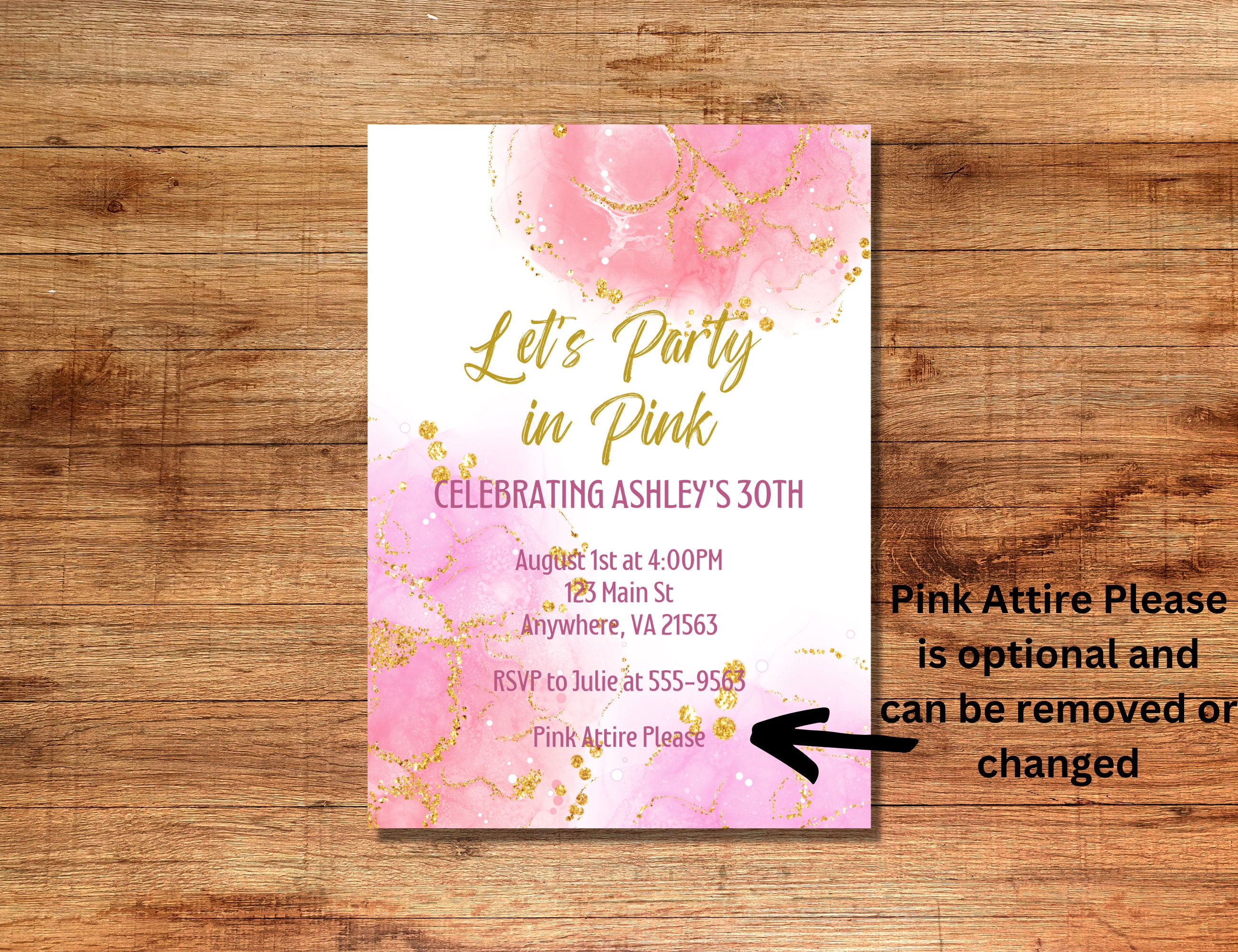 Let's Party in Pink Birthday Invitation, Shades of Pink Birthday ...