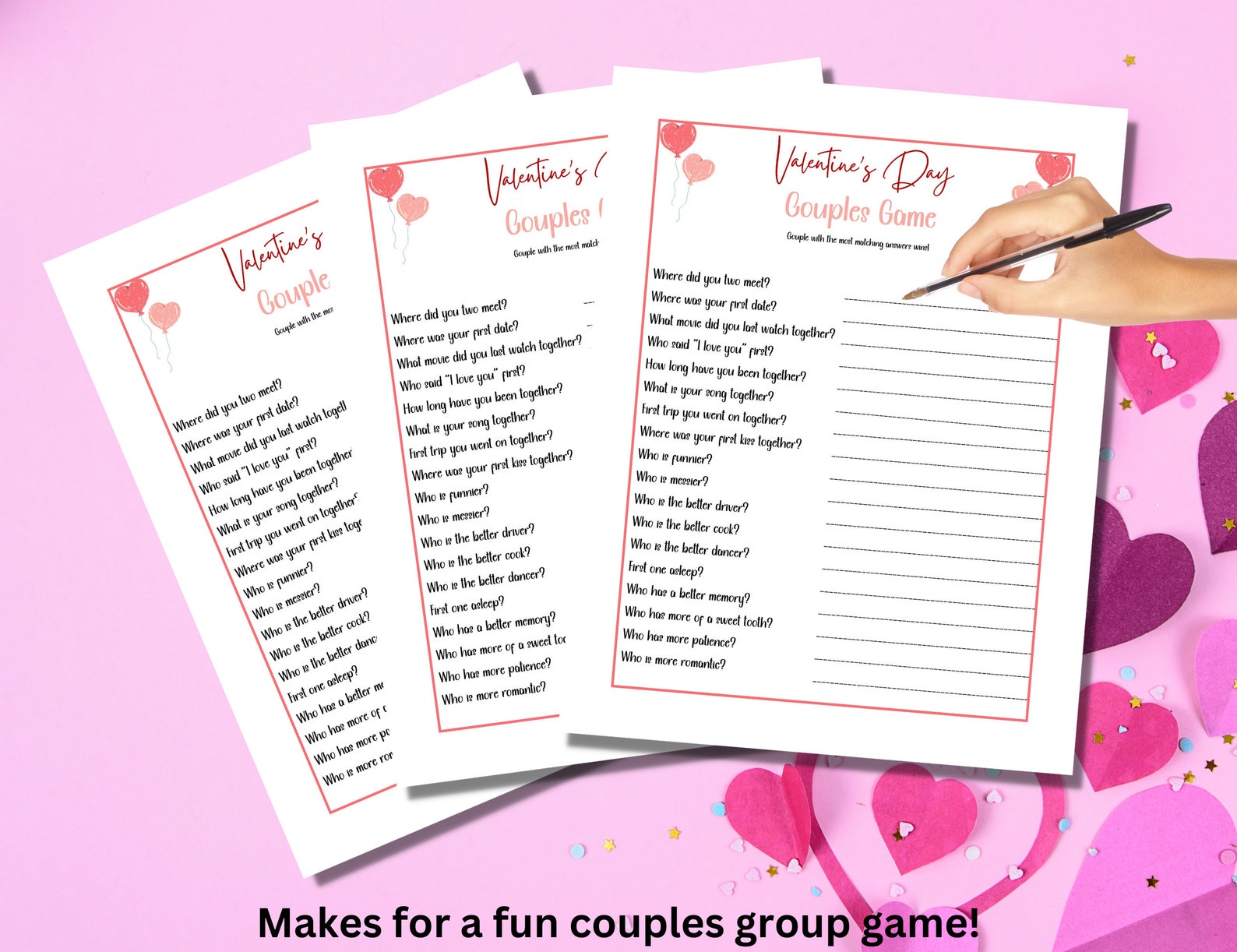 Valentine's Day Couples Game, Printable Valentine Games for Couples ...