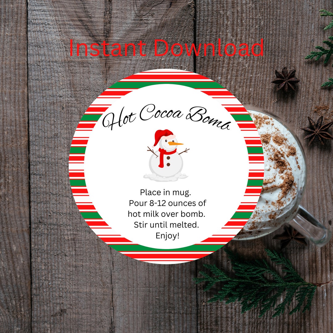 Snowman Hot Cocoa Bomb Tag, Printable Hot Chocolate Bomb Tag, Hot Cocoa ...