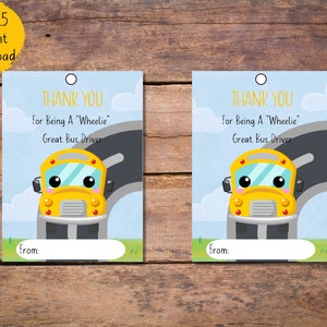 Bus Driver Thank You Gift Tag, Thank You for Being A Wheelie Great Bus ...