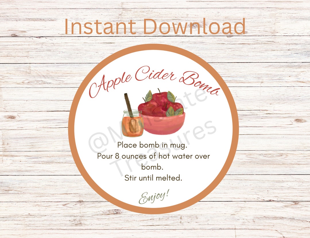 Apple Cider Bomb Tag, Printable Apple Cider Bomb Instructions - Etsy