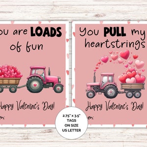 Tractor Valentines, Pink Tractor Farm Valentines, Printable Valentines ...
