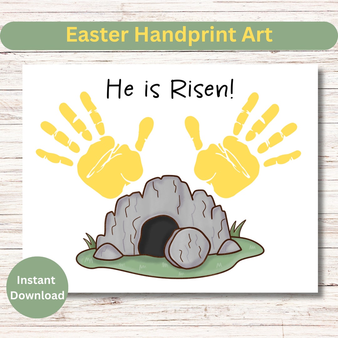 Easter Handprint Art, He is Risen, Jesus is Risen, Easter Handprint ...