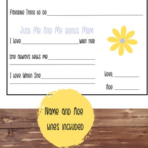 All About My Bonus Mom Printable, Fill in the Blank, All About Mom ...