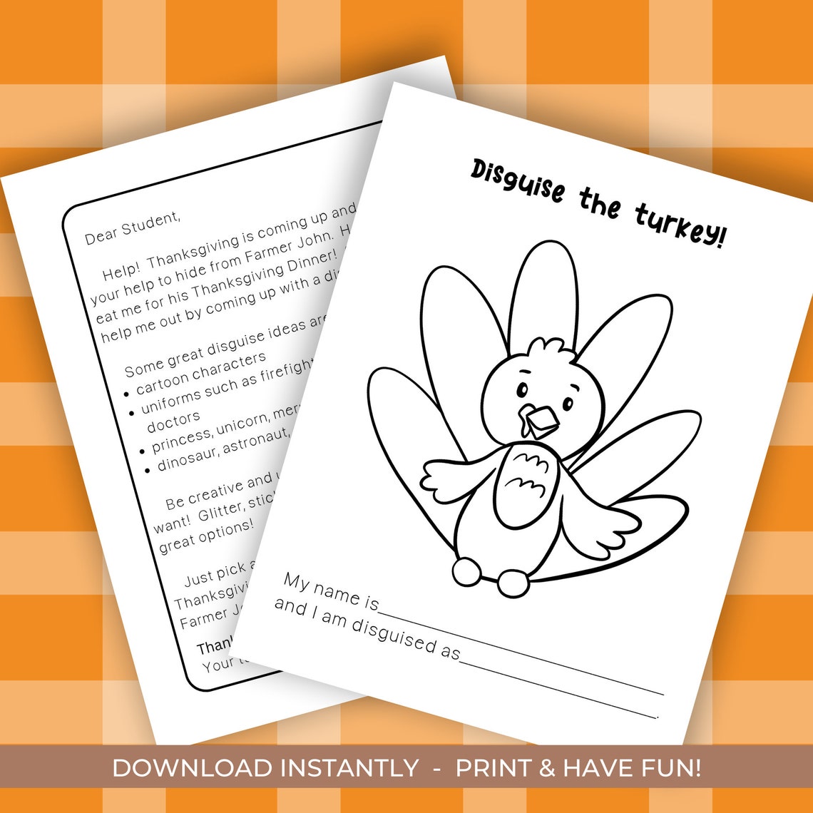 Turkey in Disguise Project, Disguise a Turkey Printable, Turkey ...