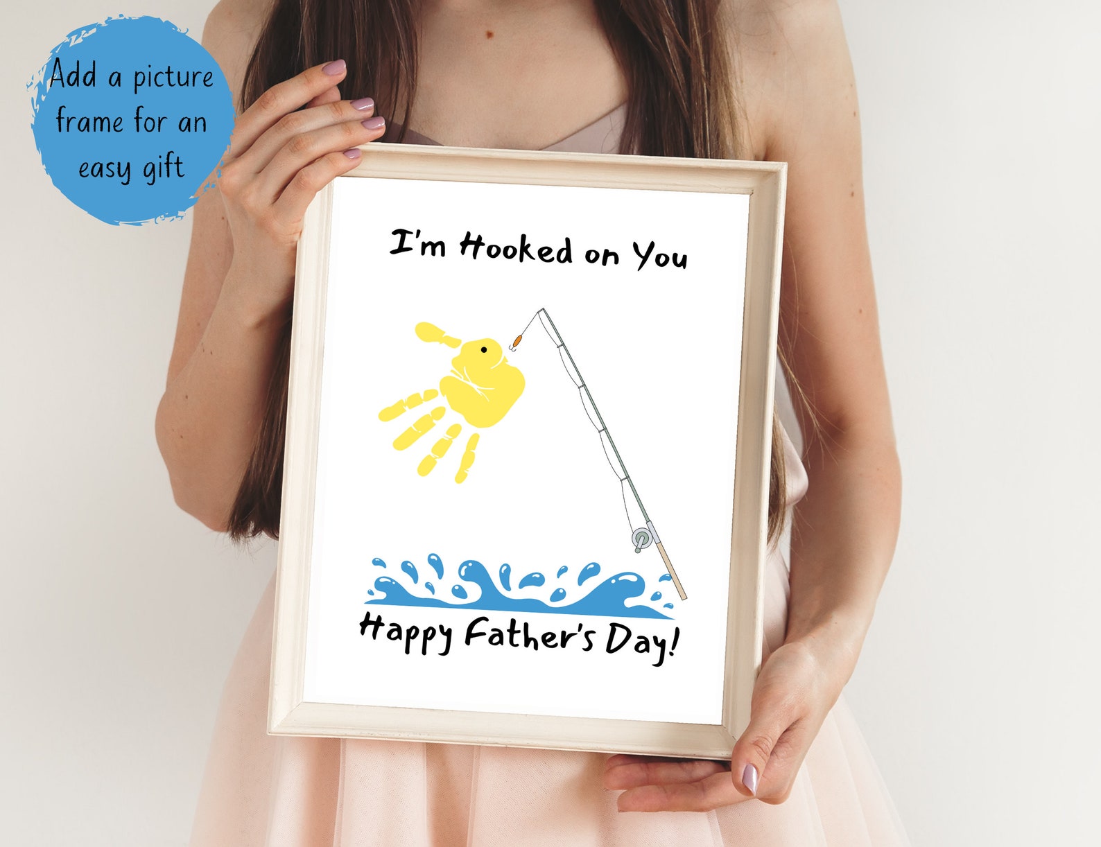 Father's Day Handprint Art Craft, I'm Hooked on You Fishing Father's ...