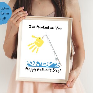 Father's Day Handprint Art Craft, I'm Hooked on You Fishing Father's ...