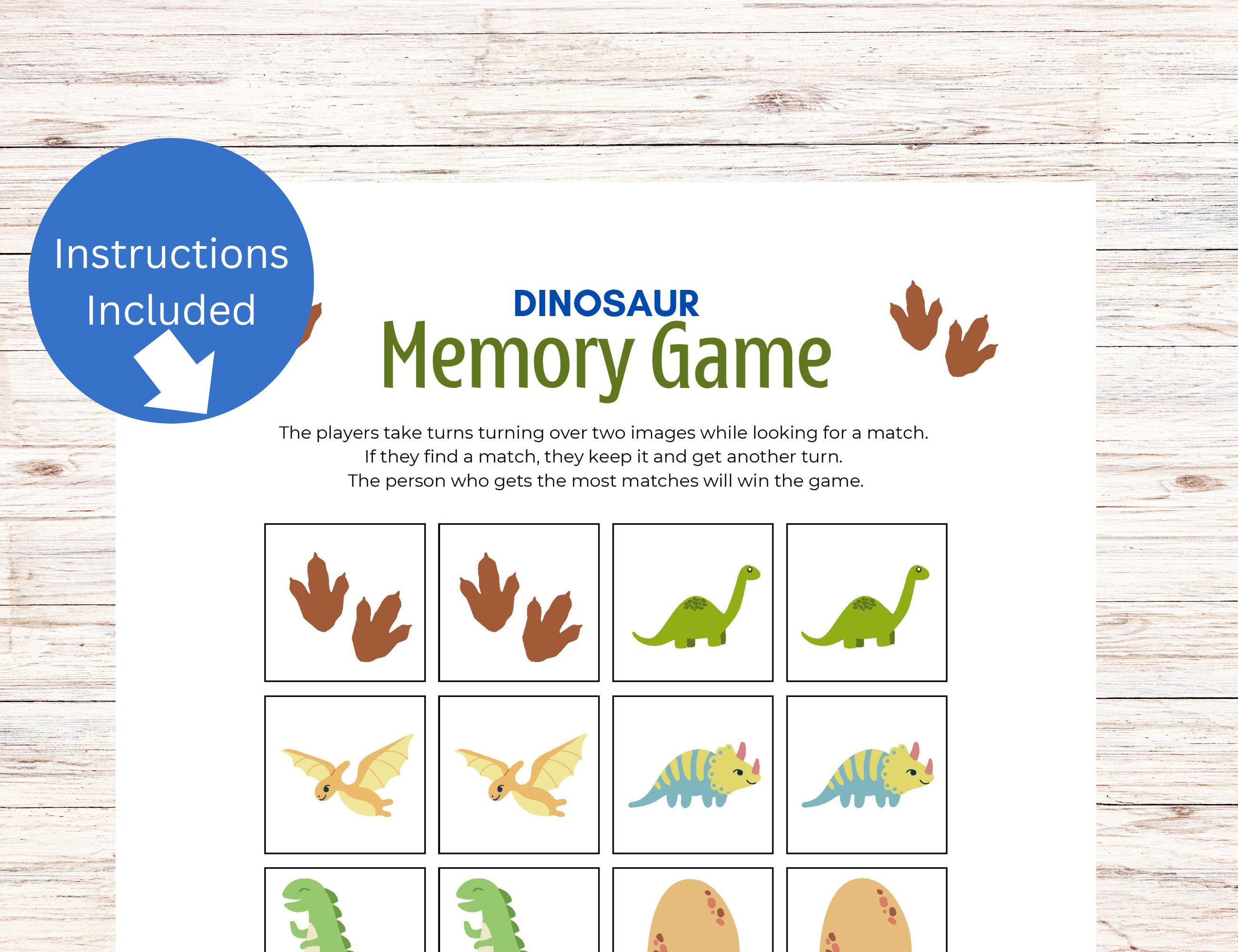 Dinosaur Memory Matching Game, Dinosaur Games for Kids - Etsy