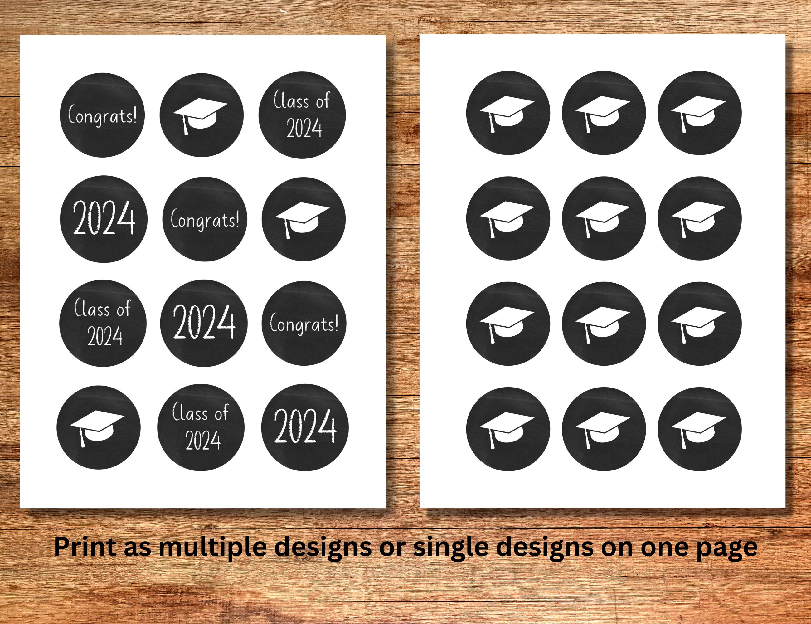 2024 Graduation Cupcake Toppers, Printable 2024 Graduation Decorations ...