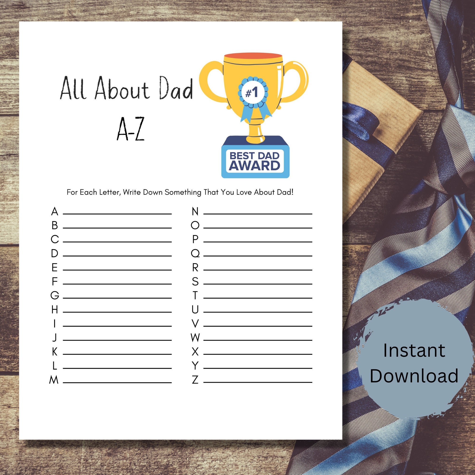 All About Dad A-Z Game, Father's Day Games, Birthday Gift for Dad From ...