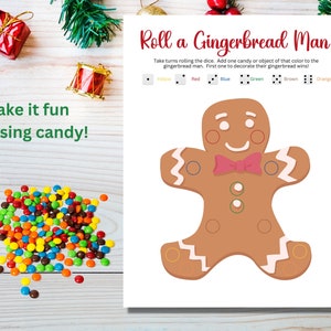 Roll a Gingerbread Man, Roll a Gingerbread Cookie Game, Christmas Dice ...
