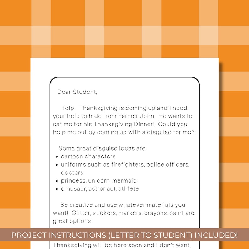 Turkey in Disguise Project, Disguise a Turkey Printable, Turkey ...