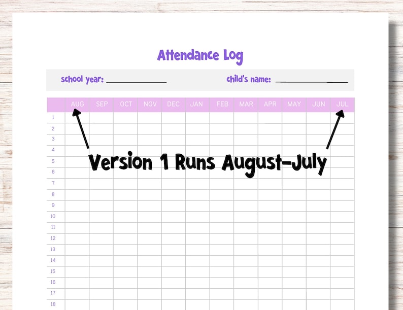Attendance Sheet, Homeschool Attendance Tracker, Homeschool Planner ...