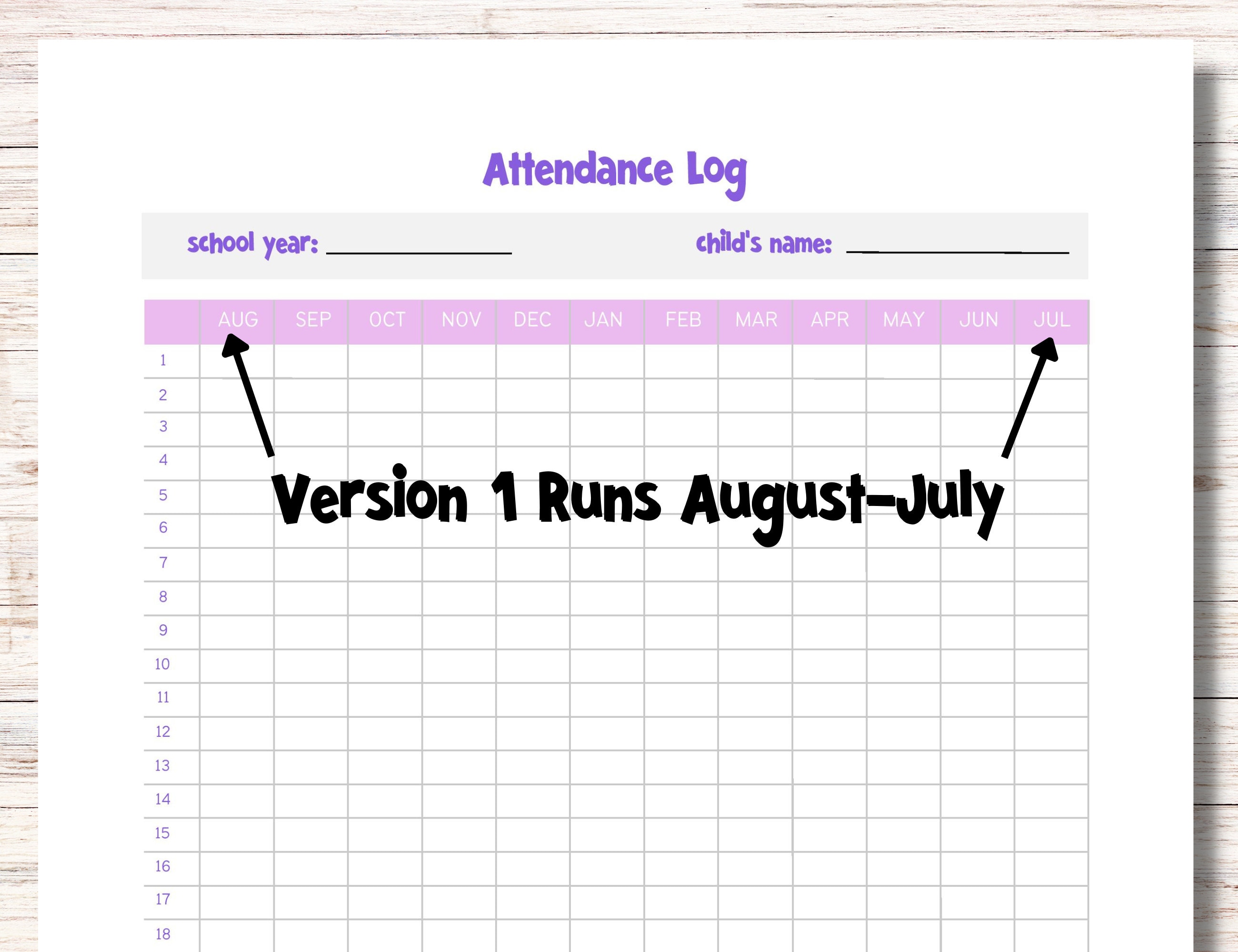 Attendance Sheet, Homeschool Attendance Tracker, Homeschool Planner ...