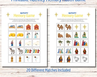 Nativity Matching Game Cards, Memory Match Game, Christian Printables ...