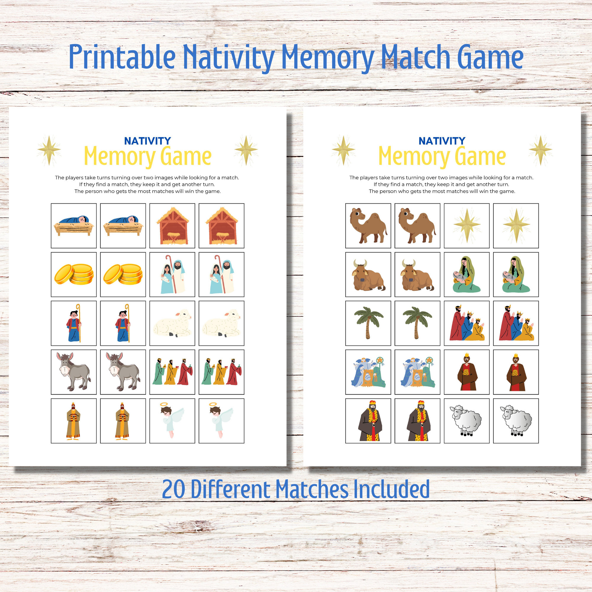 Nativity Memory Game, Bible Christmas Matching Game - Etsy