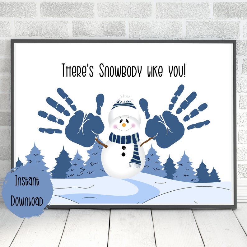 Winter Handprint Craft, There's Snowbody Like You, Snowman Handprint ...