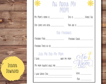 All About Mom Fill in the Blank - Etsy