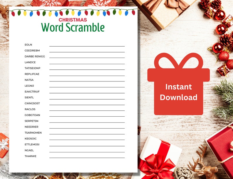 Christmas Word Scramble Printable Christmas Game Christmas - Etsy