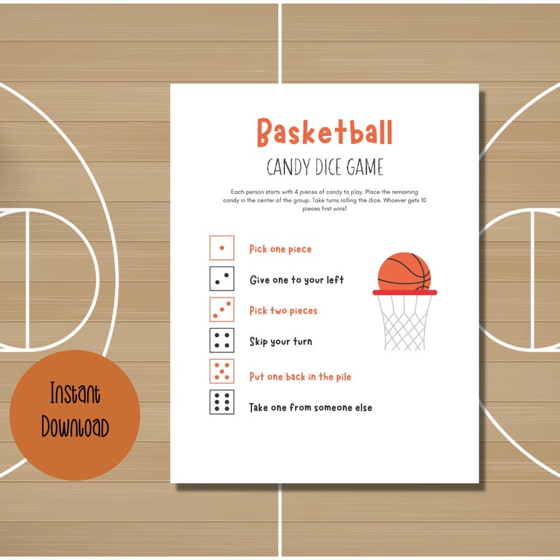 Basketball Candy Dice Game, Basketball Themed Game, Birthday Party ...