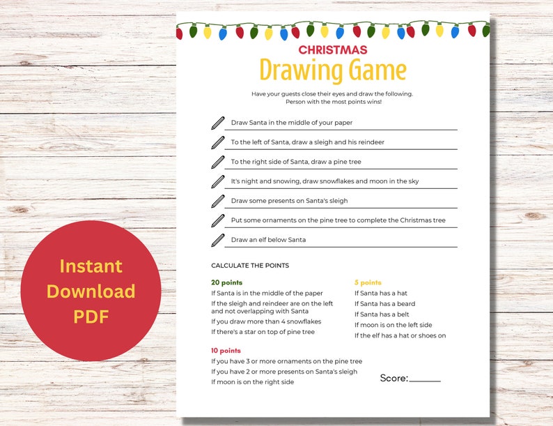 Christmas Drawing Game Printable Christmas Drawing Challenge - Etsy