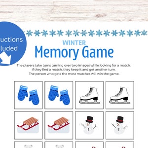Winter Memory Matching Game, Printable Winter Games for Kids - Etsy