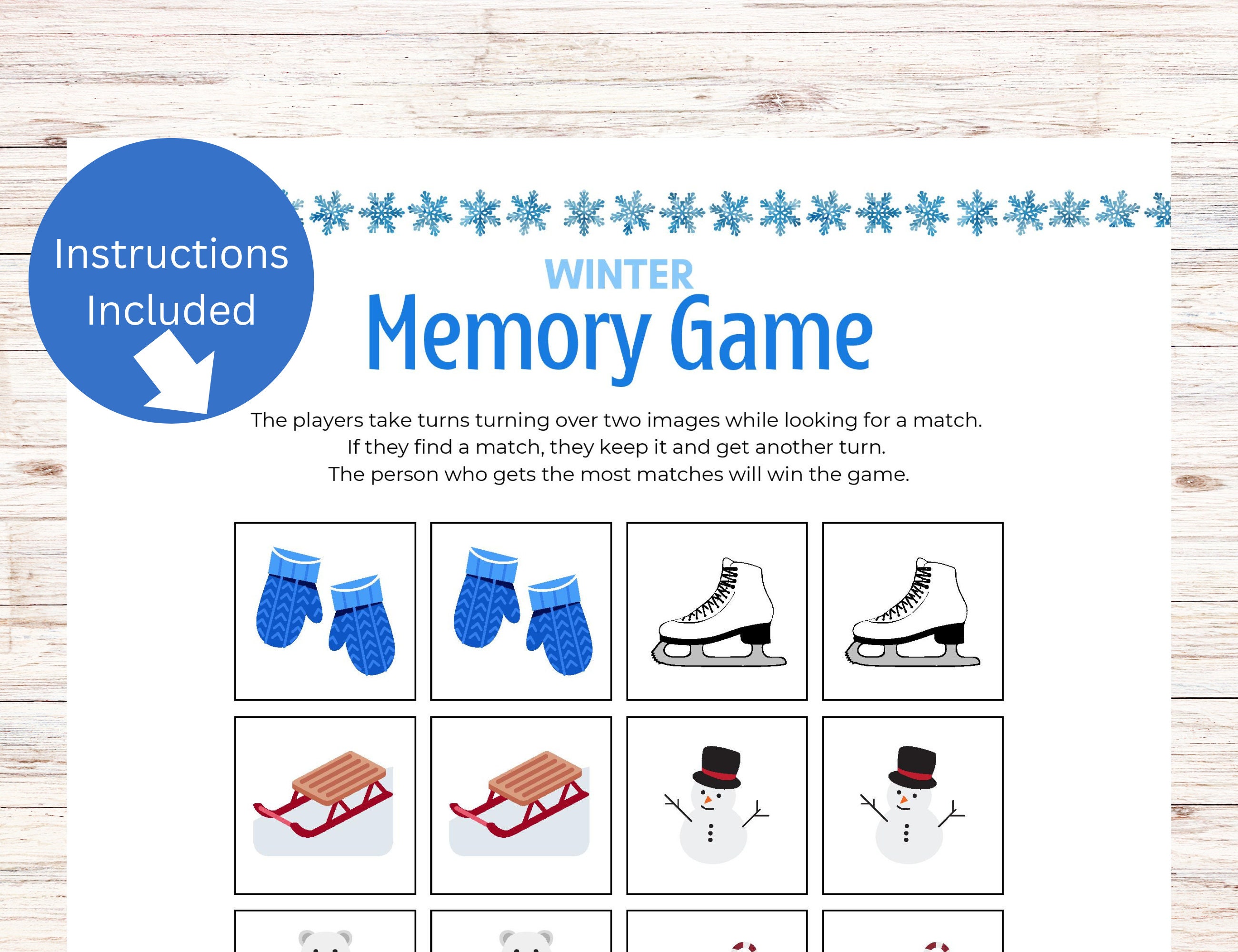 Winter Memory Matching Game, Printable Winter Games for Kids - Etsy
