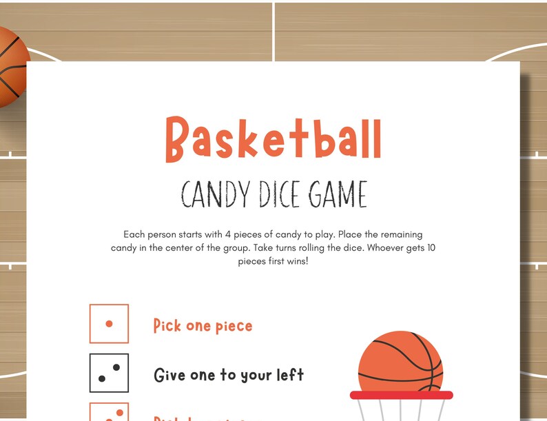 Basketball Candy Dice Game, Basketball Themed Game, Birthday Party ...