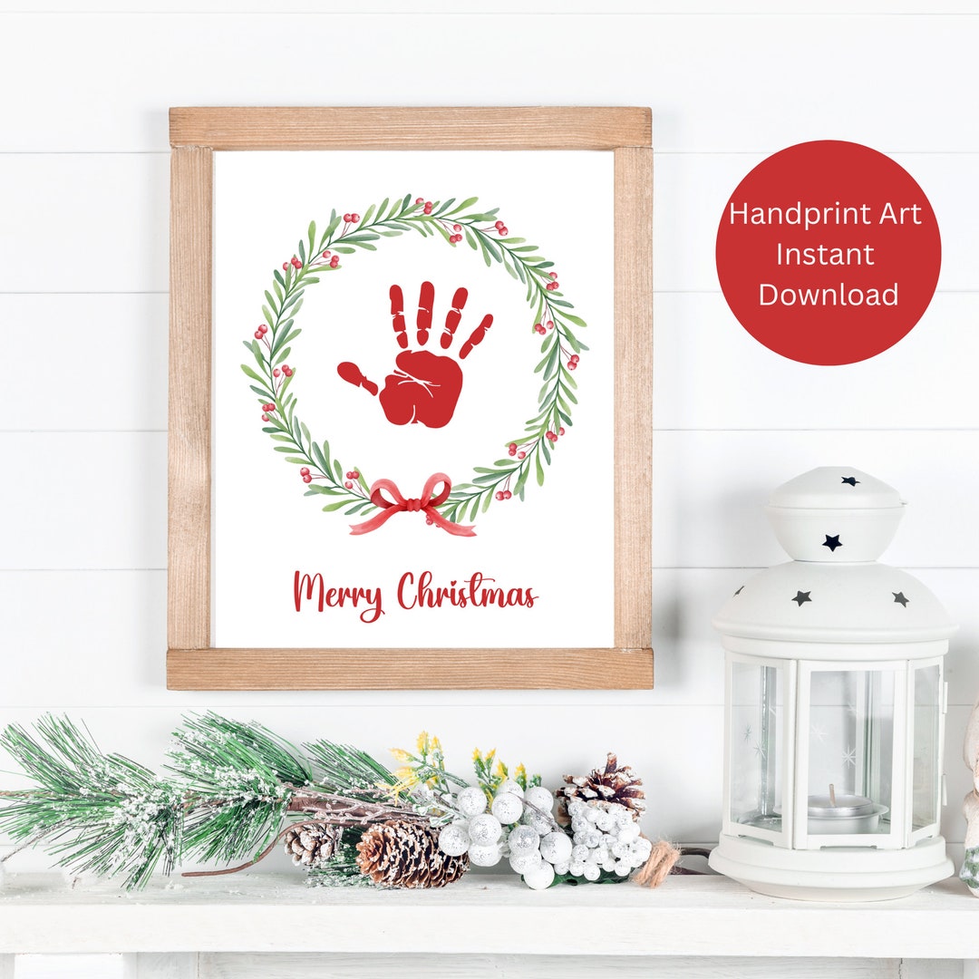 Christmas Handprint Art, Wreath Handprint Art, Merry Christmas ...