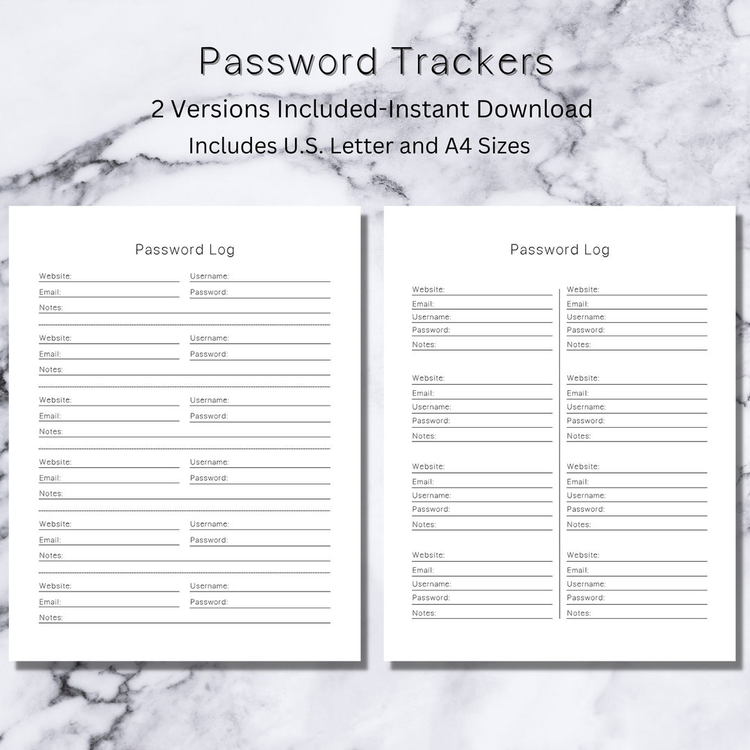 Password Tracker Bundle, Printable Password Log, Sheets for Password ...