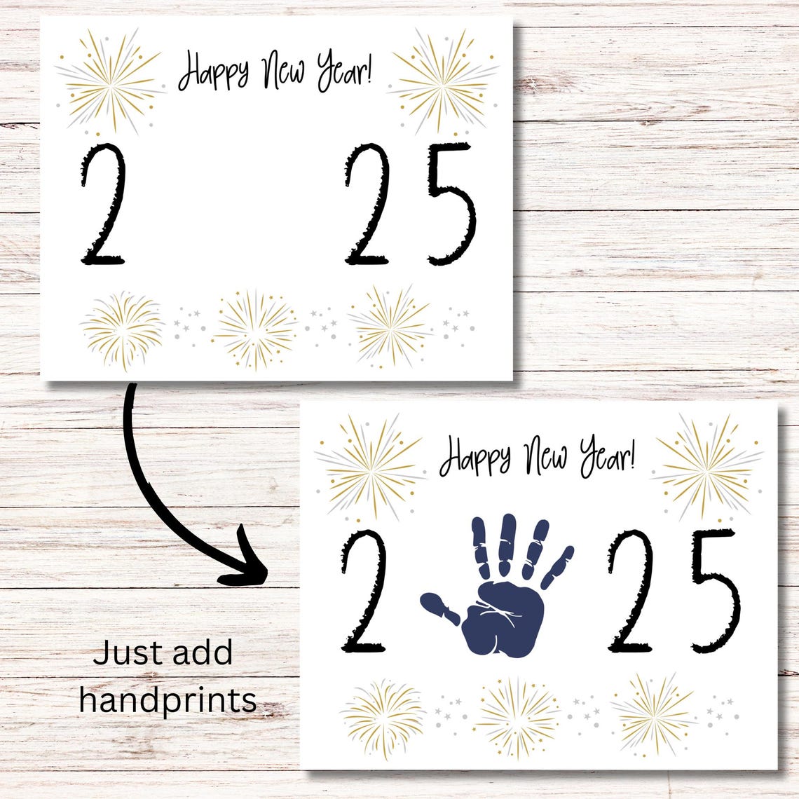 2025 New Years Handprint Craft, Printable New Years Handprint Art, New ...