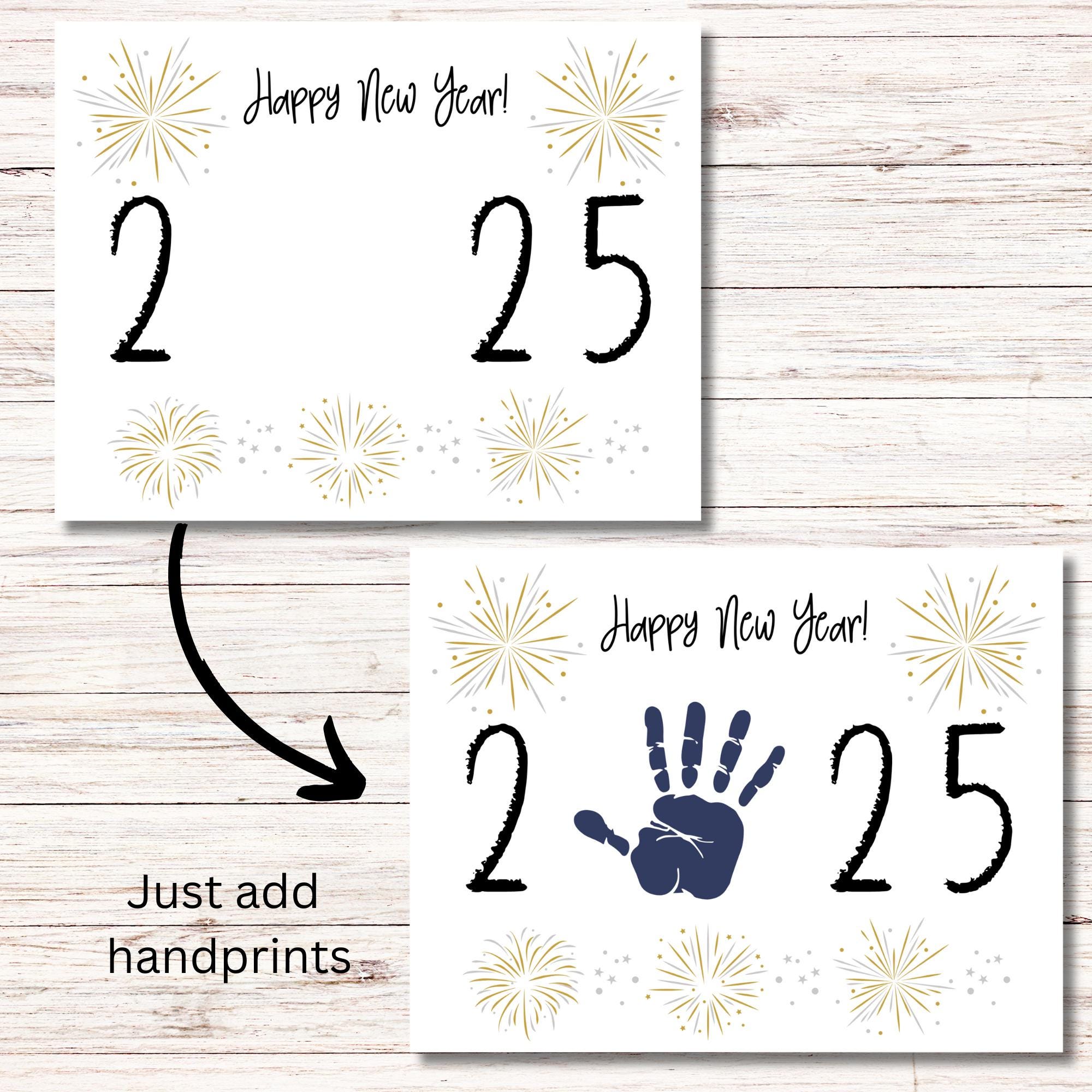 2025 New Years Handprint Craft, Printable New Years Handprint Art, New ...