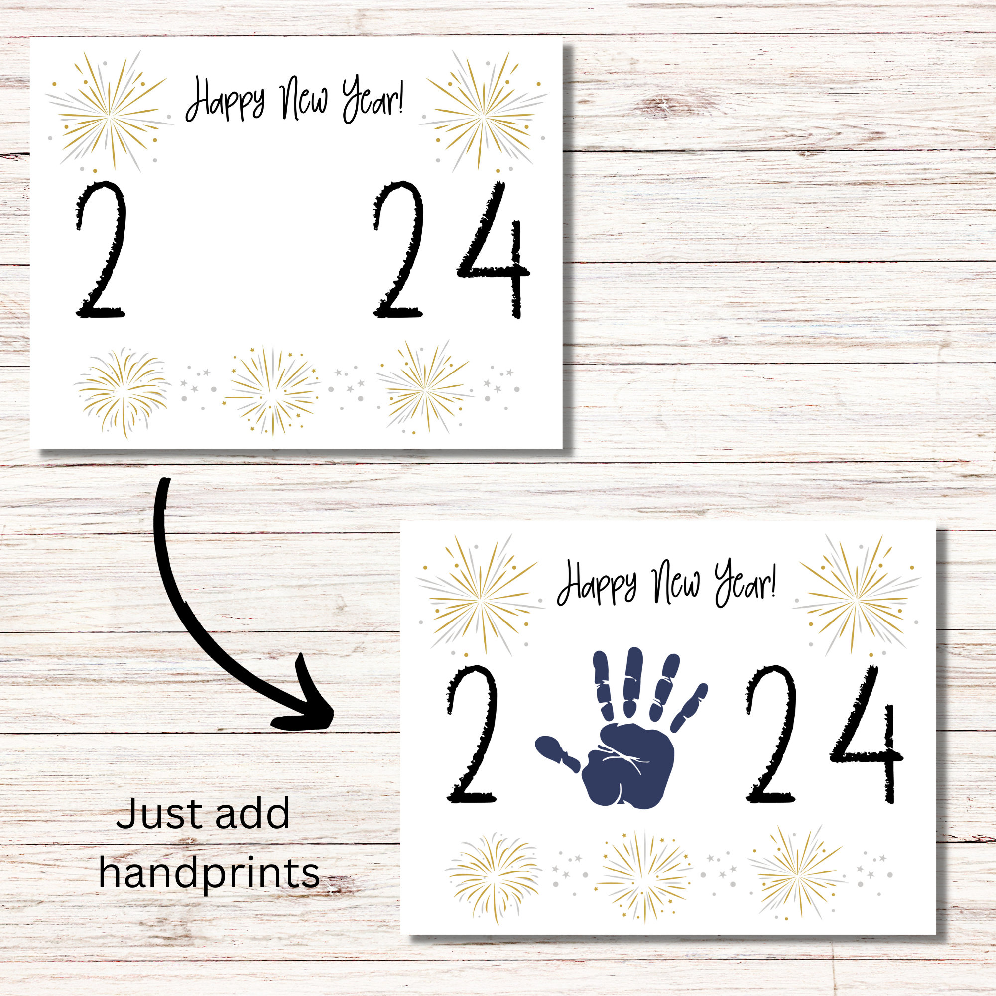 2024 New Years Handprint Craft, Printable New Years Handprint Art, New ...