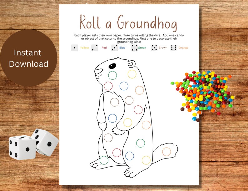 Roll A Groundhog Groundhog Day Game Candy Dice Game - Etsy