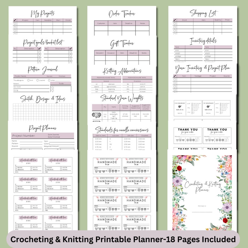 Crochet Planner, Floral Crocheting and Knitting Planner, Printable ...