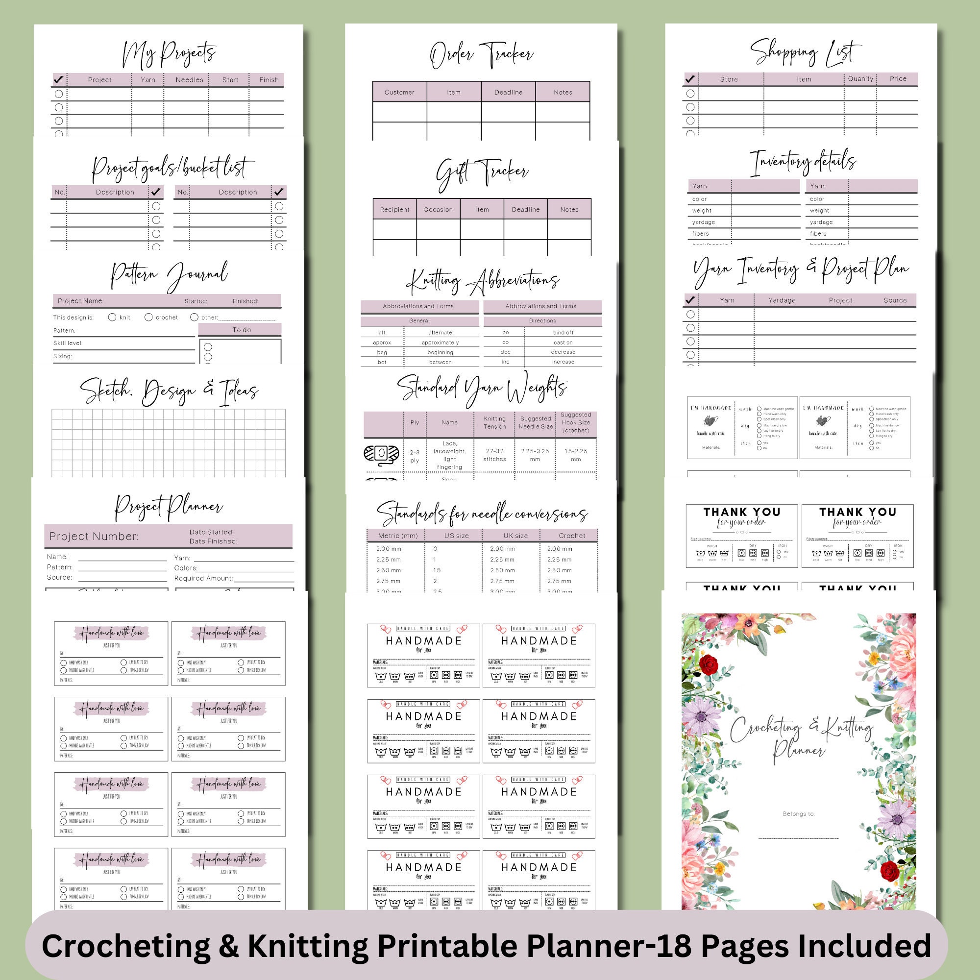 Crochet Planner, Floral Crocheting and Knitting Planner, Printable ...