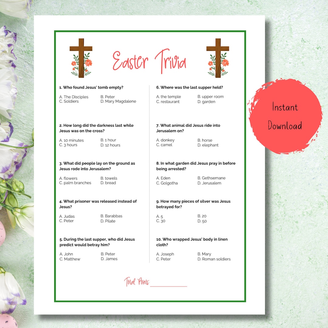 Easter Trivia, Bible Trivia Game, Bible Games for Kids, Adult Easter ...