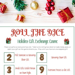 Christmas Gift Exchange Dice Game, Roll the Dice Holiday Gift Exchange ...