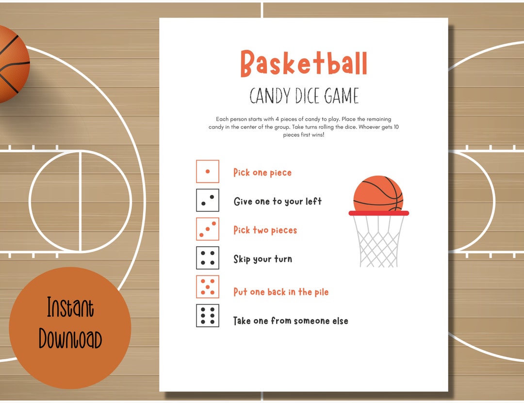 Basketball Candy Dice Game Basketball Themed Game Birthday - Etsy