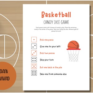 Basketball Candy Dice Game Basketball Themed Game Birthday - Etsy