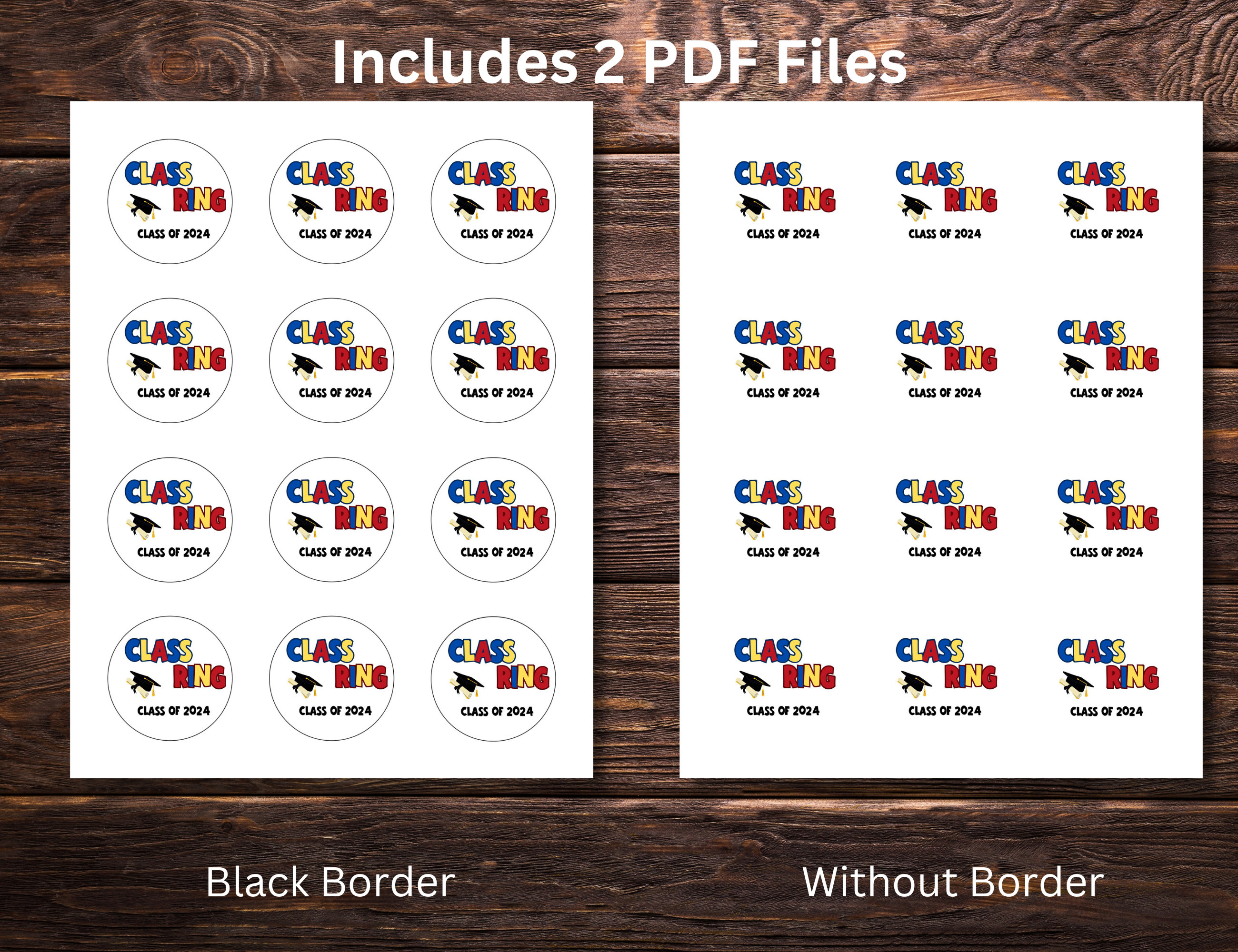 Class Ring Stickers or Tags, Kindergarten Graduation, Preschool ...