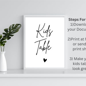 Kids Table Sign, Wedding Kids Table Printable - Etsy