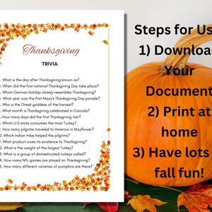 Thanksgiving Trivia Game, Thanksgiving Printable Game, Friendsgiving ...