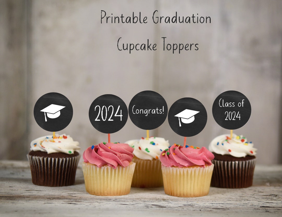 2024 Graduation Cupcake Toppers, Printable 2024 Graduation Decorations ...