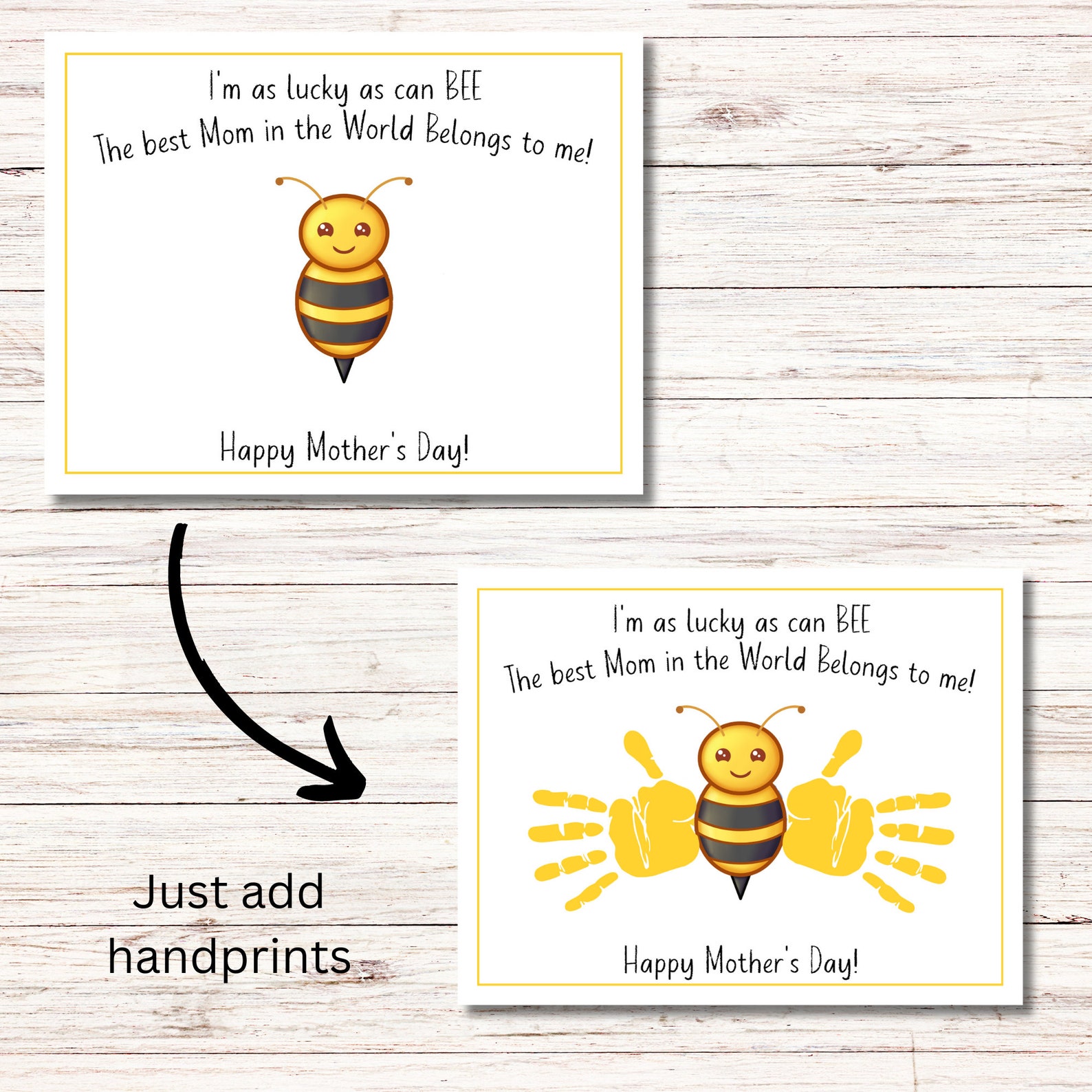 Mothers Day Handprint Craft, Bee Handprint Art, First Time Mom Gift ...